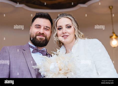 Bavaria Germany January 19 2024 Happy Newlyweds At The Registry