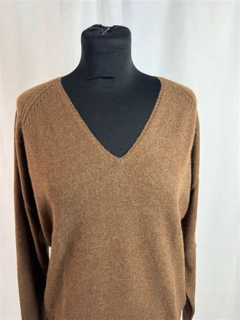 Loro Piana Brown Cashmere Womens V Neck Sweater Size Large New Fara