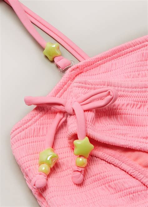 Girls Pink Textured Bead Bikini Set 4 13yrs Matalan