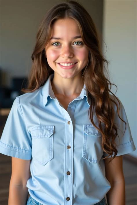 Young Schoolgirl Unbuttoned Shirt Cute C Cup Breasts Seaart Ai