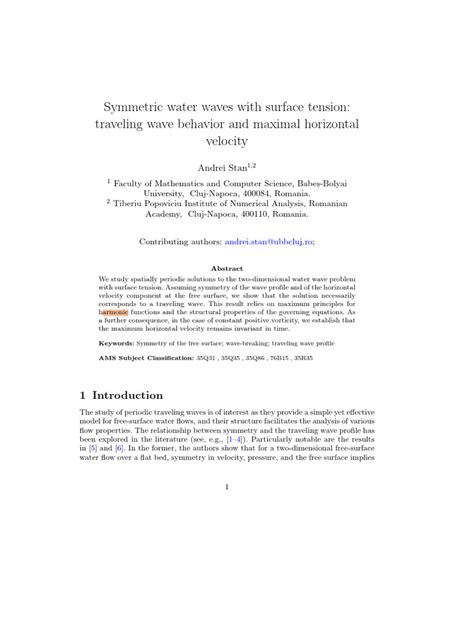 On Symmetric Water Waves Verificare Pdf Waves Fluid Dynamics