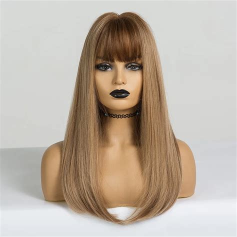 Easihair длинные прямые парики с челкой синтетические парики для черных