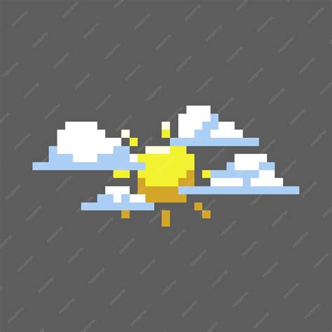 Premium Vector Pixel Art Cloud And Sun