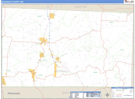 Mcdonald County Mo Zip Code Wall Map Basic Style By Marketmaps