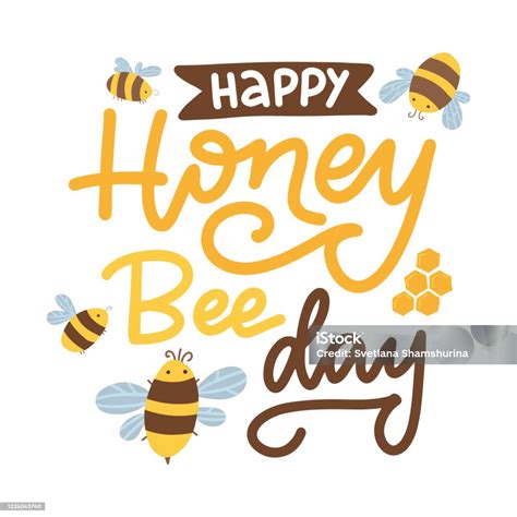 Vetores De Dia Da Abelha Do Mel Composição De Letras Banner Pôster