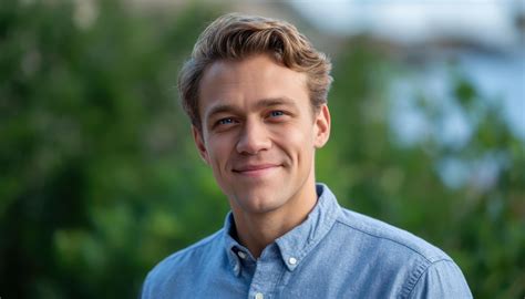 Smiling Young Man Outdoor Setting Portrait Photography Natural Light Casual Atmosphere 65472285