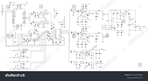 Schematic Diagram Electronic Device Vector Drawing Stock Vector