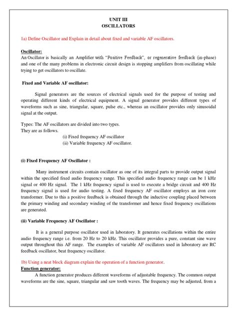 Emi Unit 3 Notes 27 12 2022 Pdf Distortion Electronic Oscillator