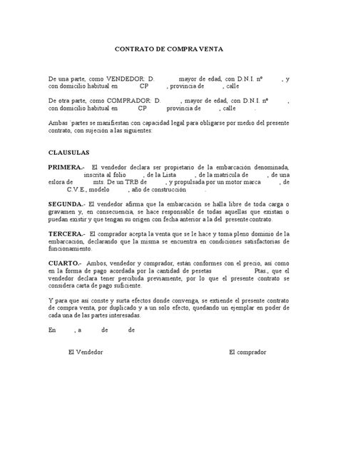 Contrato De Compra Venta Embarcaciones Pdf