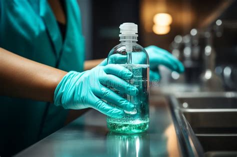 A Detailed View Of A Doctors Hands Expertly Sanitizing With Alcohol Gel