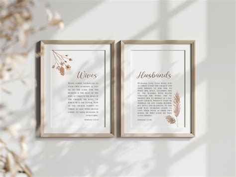 Ephesians 5 22 28 Wives And Husbands Bible Verse Set Of 2 Boho Wall Art