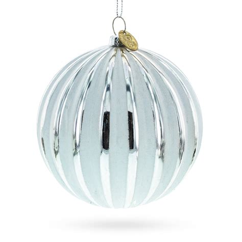 Buy Gleaming Silver Ribbed Blown Glass Christmas Ornament Bestpysanky