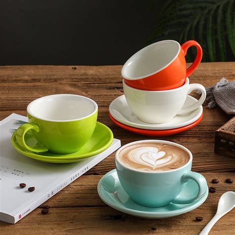 24k 300ml Glossy Ceramic Cappuccino Cups Coffee Cup And Saucer Set