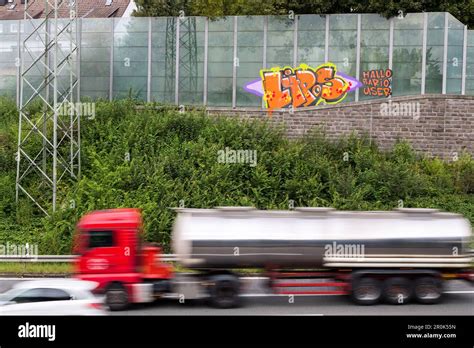 German Autobahn A 46 Truck Noise Barrier Wall Motion Motorway Freeway Speed Speed Limit