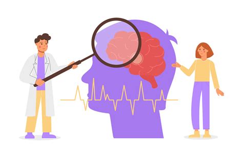 Male Doctor And Female Patient Examining Brain Stroke In Flat Style