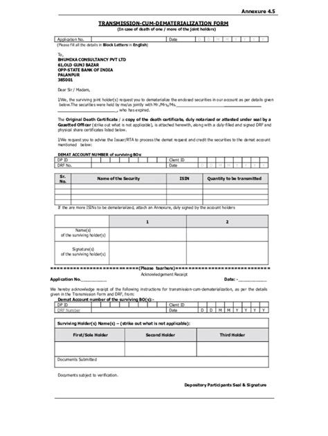 Fillable Online Transmission Cum Demeterilization Request Form Fax Email Print Pdffiller