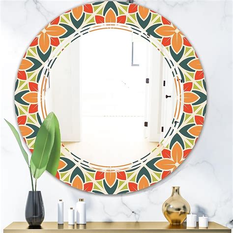 Designart Designart Mirrors 315 In W X 315 In H Round Orange Polished