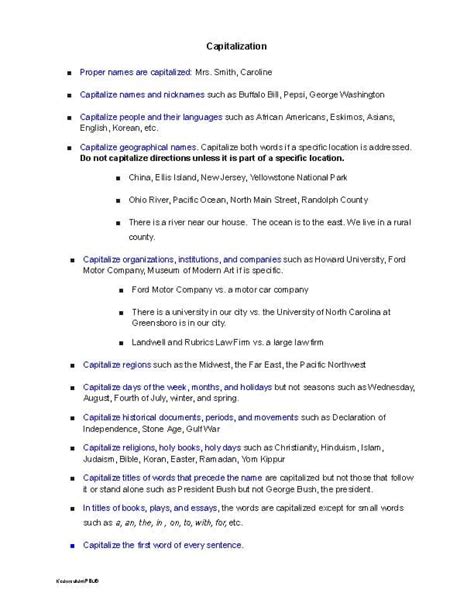 Capitalization Handout By Kcurriculum Creative Learning Tpt