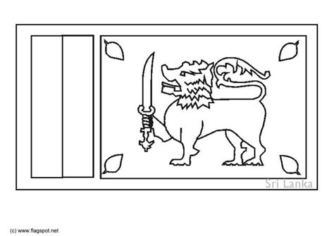 Coloring Page Of Sri Lanka Featuring A Lion With A Sword And Leaves