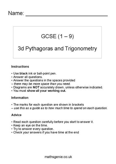 7 3d Pythagoras And Trigonometry Gcse 1 9 3d Pythagoras And