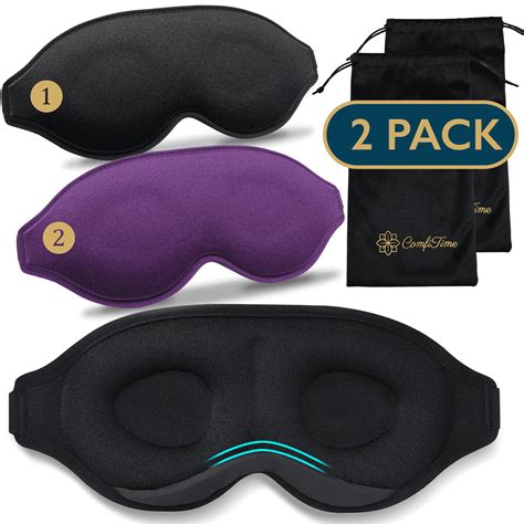 Comfitime 2pack Sleep Mask 100 Blackout Contoured Soft Memory Foam