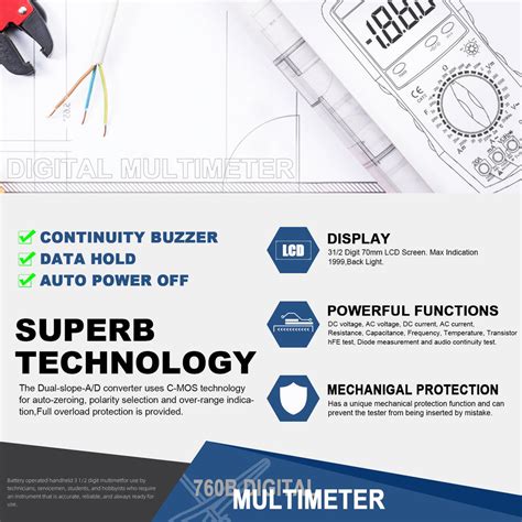 Digital Multimeter Meter With Frequency Temperature