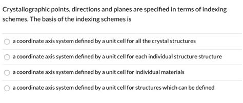 Solved Crystallographic Points Directions And Planes Are