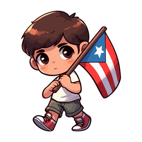 Karikatur Junge Halten Puerto Rico Flagge 49239363 Png