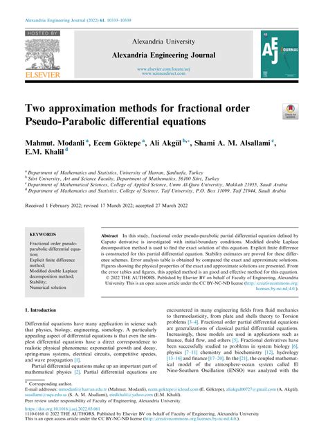 Pdf Two Approximation Methods For Fractional Order Pseudo Parabolic Differential Equations