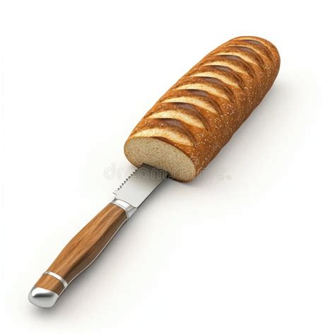 Delicious Crusty Bread Loaf Sliced With Bread Knife On White Background