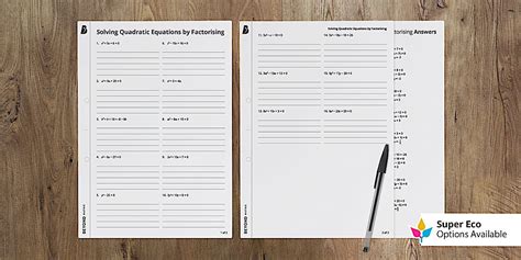Solving Quadratic Equations By Factorizing Worksheet Worksheet