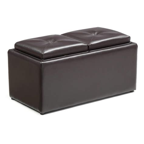 Hodedah Imports Medium Ottoman With Flip Over Tray