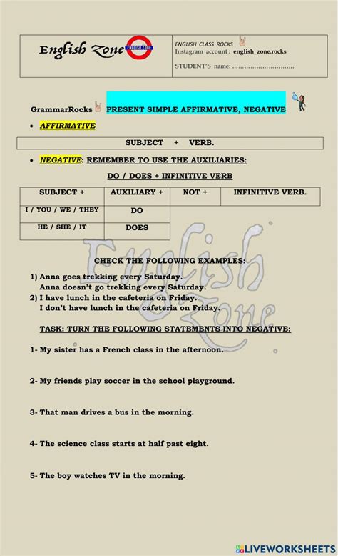 2207624 Present Simple Affirmative Negative English
