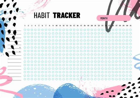Horizontal Habit Tracking Plan With A Beautiful Flower Pattern Word