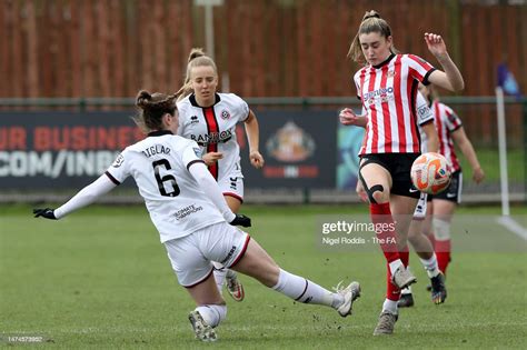 Emily Scarr Of Sunderland Is Put Under Pressure By Grace Riglar Of