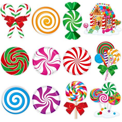 60 Pcs Christmas Candy Bulletin Board Decorations Set Candyland Paper Cutouts