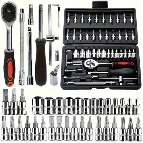 Kit De Herramientas Mecánicas De 46 Piezas Juego De Llaves De Cubo De