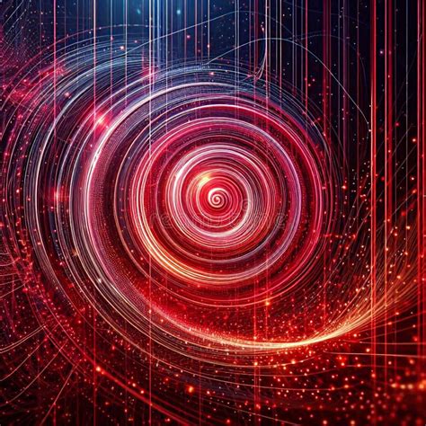 Spiral Galaxy Red White Light Streaks Vibrant Abstract Cosmic Backdrop