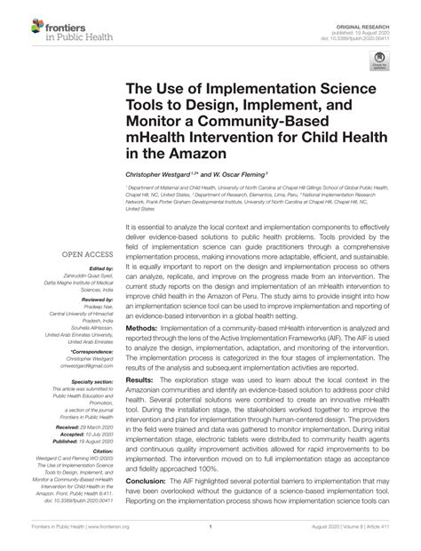 Pdf The Use Of Implementation Science Tools To Design Implement And