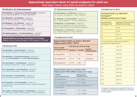 Northern Ireland Guidelines On Converting Doses Of Opioid Analgesics For Adult Use Gpni
