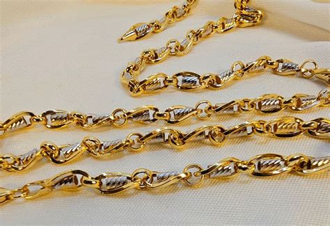 18k Real Gold Cable Link Chain Real Gold Chain Cable Gold Chain 20 And 215 Inches 45 Mm