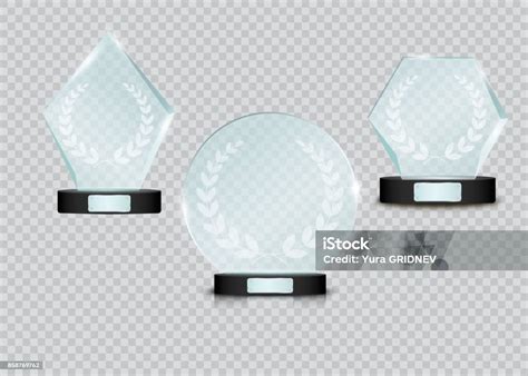 원형 유리 트로피 수상입니다 벡터 일러스트 레이 션 회색 배경에 고립 결정체에 대한 스톡 벡터 아트 및 기타 이미지 결정체 트로피 Championship Istock