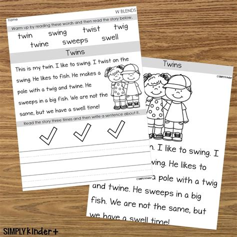 Reading Fluency And Comprehension Passages Blends W Simply Kinder