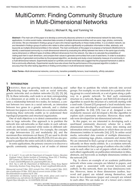 Pdf Multicomm Finding Community Structurein Multi Dimensional Networks