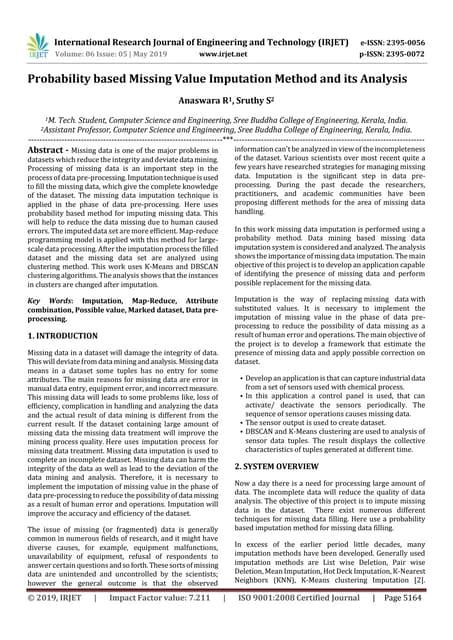 Missing Data And Data Imputation Techniques Pptx