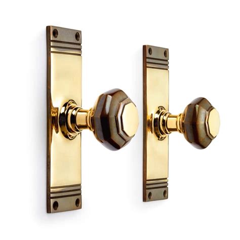Aged Brass Octagonal Door Knobs On Backplate Classic And Durable Abhardware
