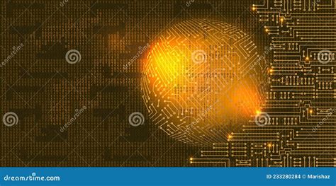 Electronic Circuit With Binary Code And Sphere Stock Vector