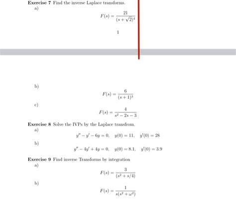 solved exercise 7 find the inverse laplace transforms a 21
