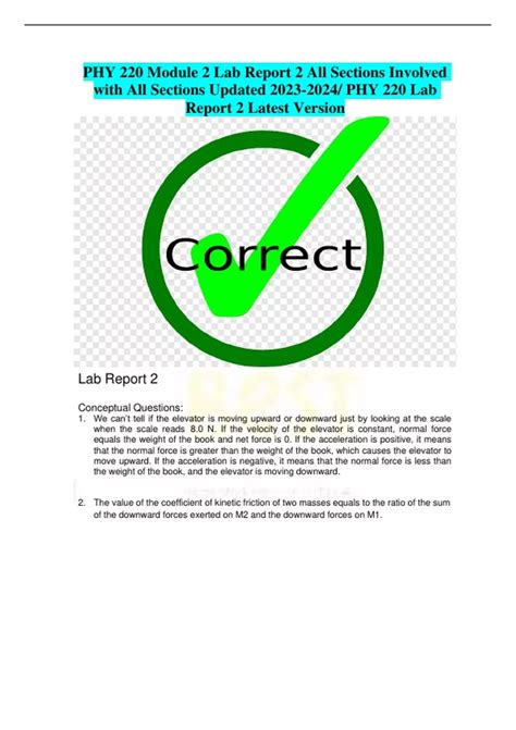 Phy 220 Module 2 Lab Report 2 All Sections Involved With All Sections Phy 220 Module 2 Lab Report 2 All Sections Involved With All Sections