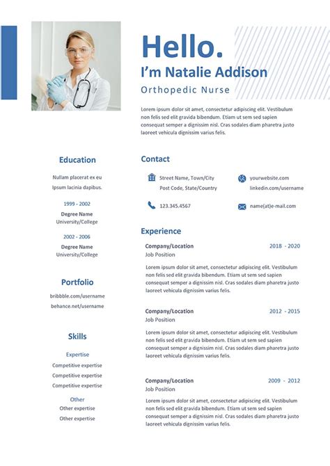 Free Orthopedic Nurse Resume Template For Your Job Interview